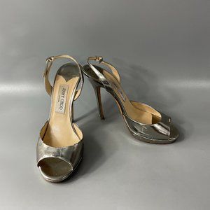 Jimmy Choo Silver Metallic Leather Slingback Heel San… - Gem